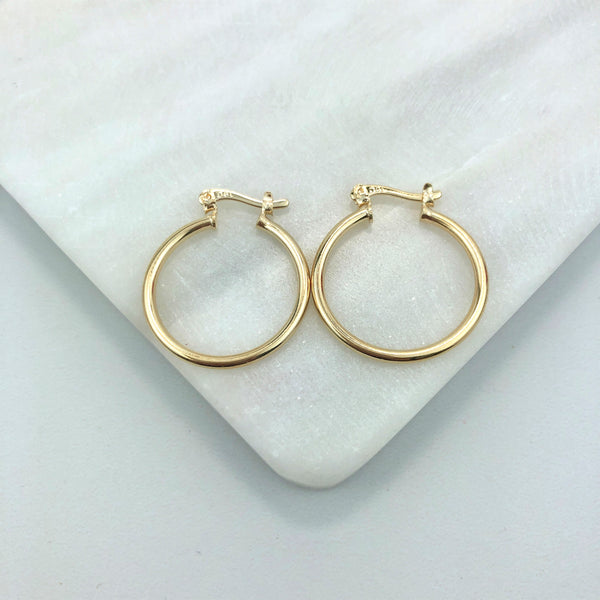 18K gold filled Oro laminado 25 mm Cylinder Hoops Wholesale – digalan.com